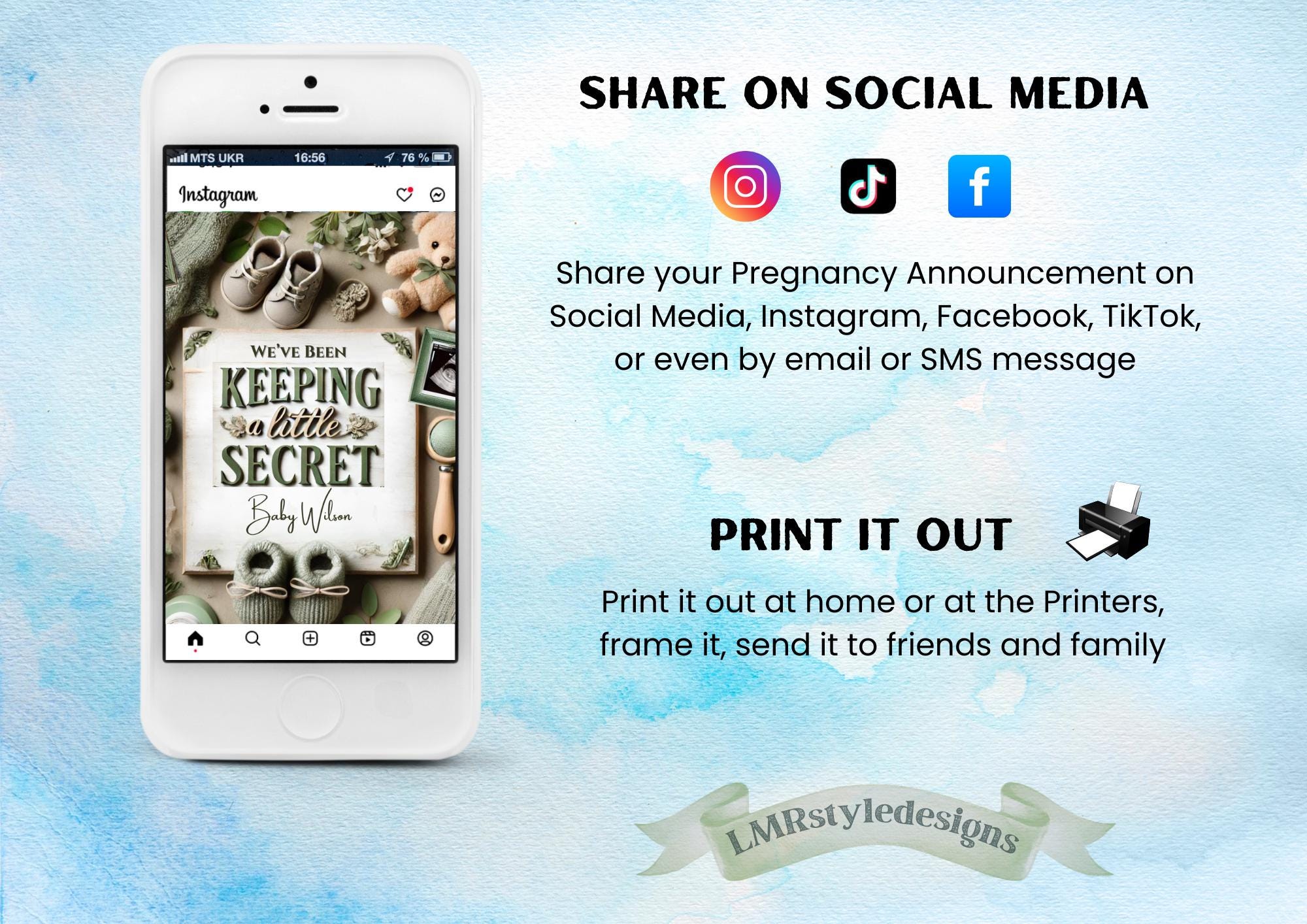 Surprise Reveal: Editable Ultrasound Pregnancy Announcement, We Have ...