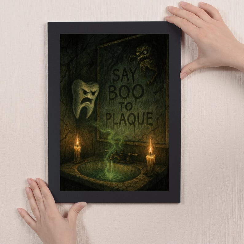 Spooky Halloween Dental Print: Funny Tooth Art for Dentist Office ...