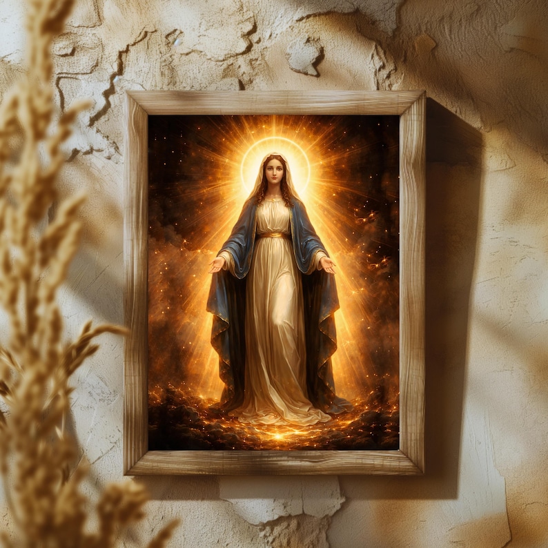 Virgin Mary Catholic Wall Art | Blessed Mother Print | Marian Religious ...