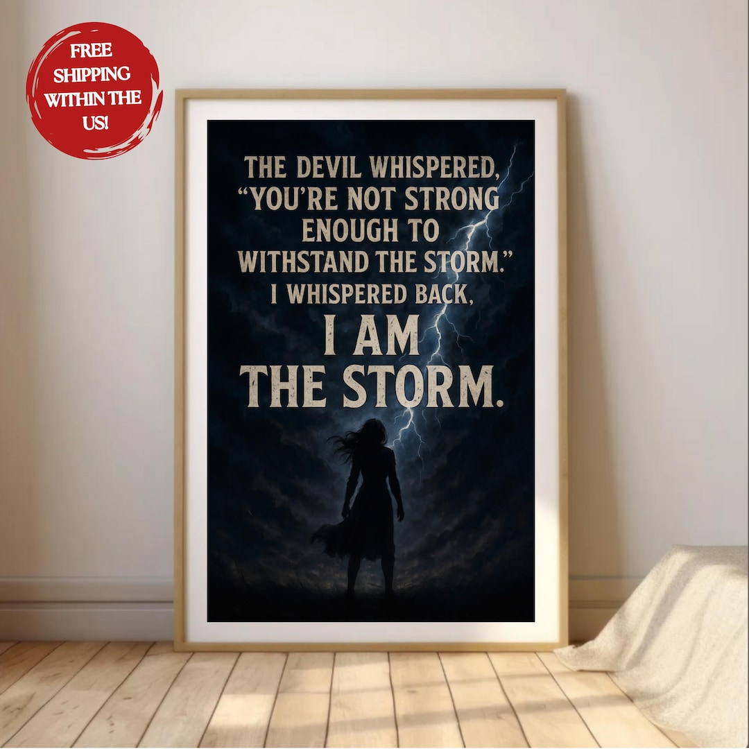 I Am the Storm Canvas Wall Art for Her | Powerful Female Quote Print ...
