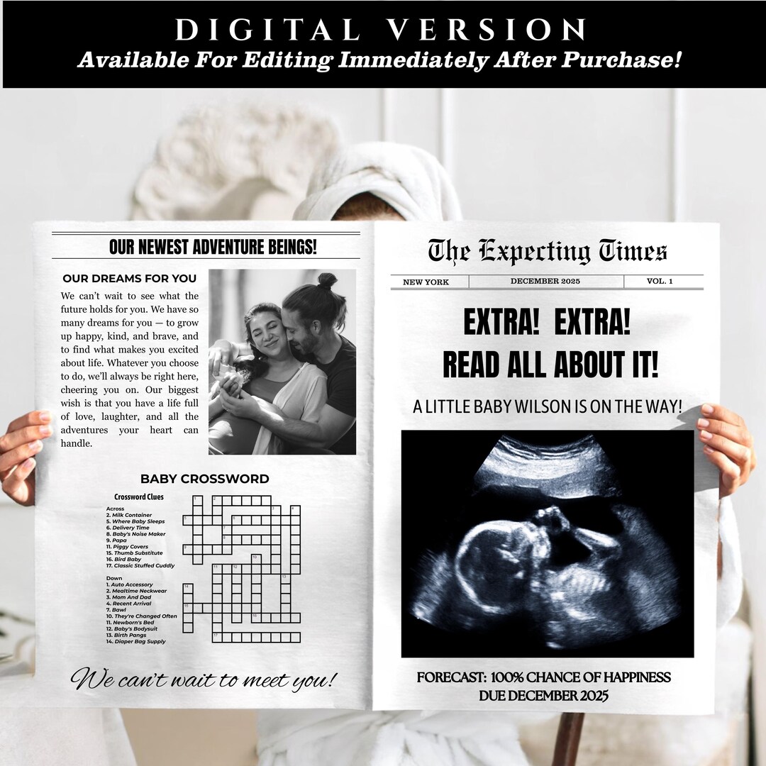 Newspaper Baby Announcement | Personalized Pregnancy Announcement ...
