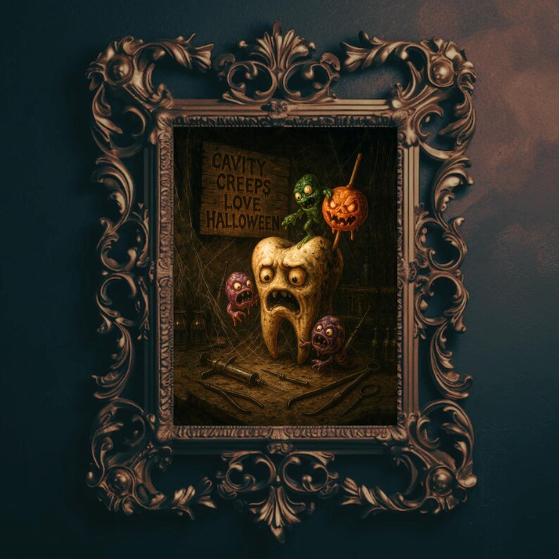 Halloween Dental Art Print: Scary Tooth Monster Decor (digital Download ...