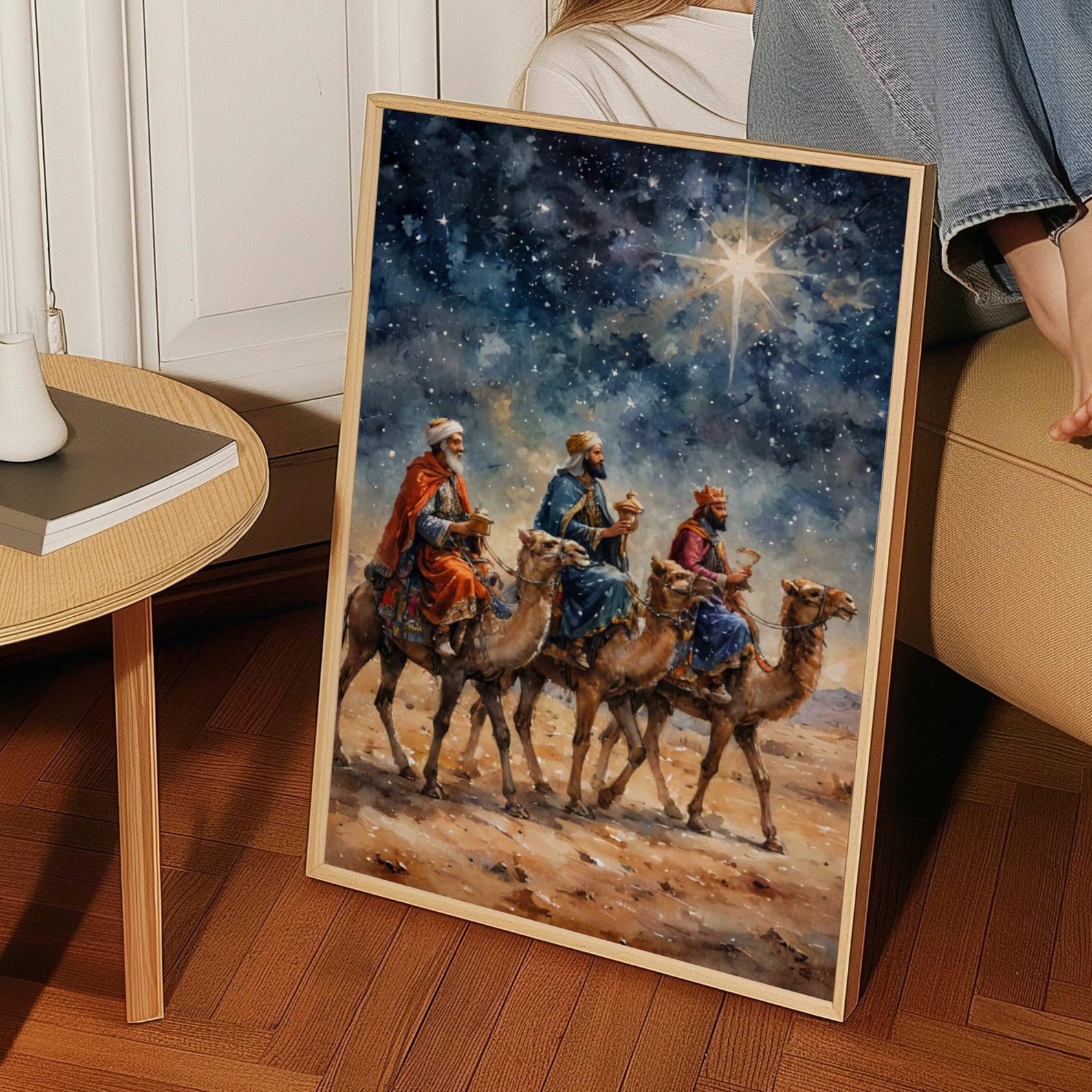 Three Wise Men Print | Christmas Magi Scene | Star of Bethlehem Poster ...