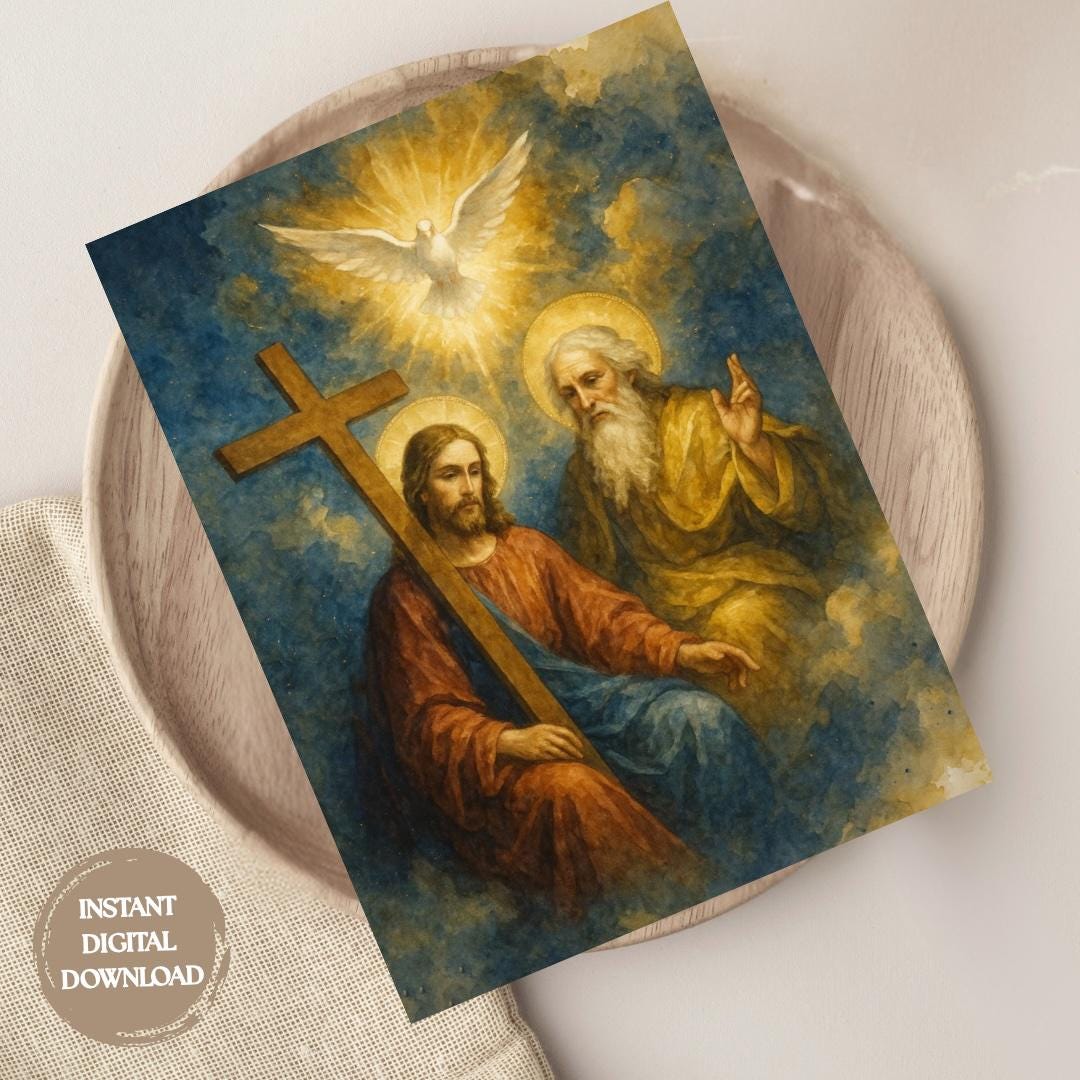 Holy Trinity Art Print: Catholic Christian Decor - Father Son and Holy ...