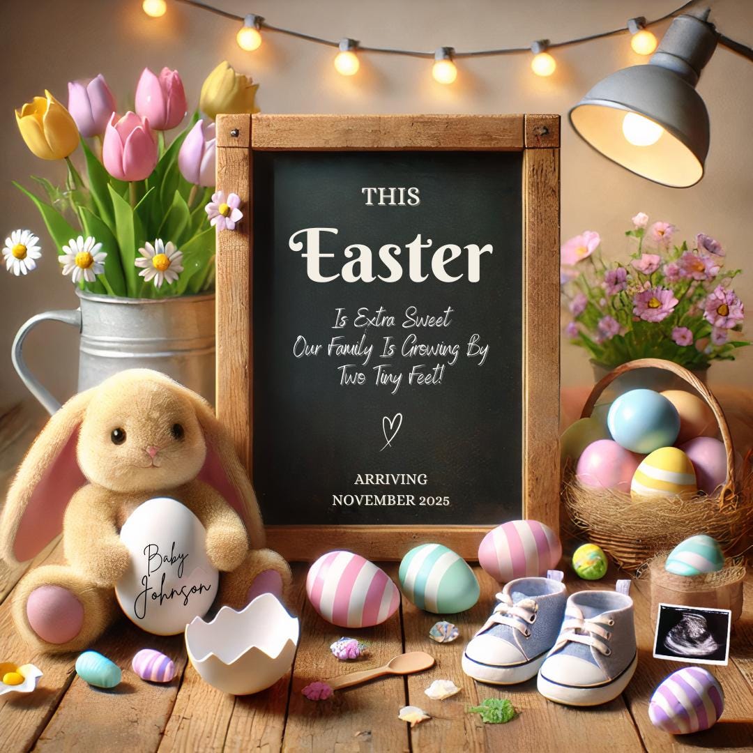 Easter Pregnancy Announcement | Our Family is Growing by Two Tiny Feet ...