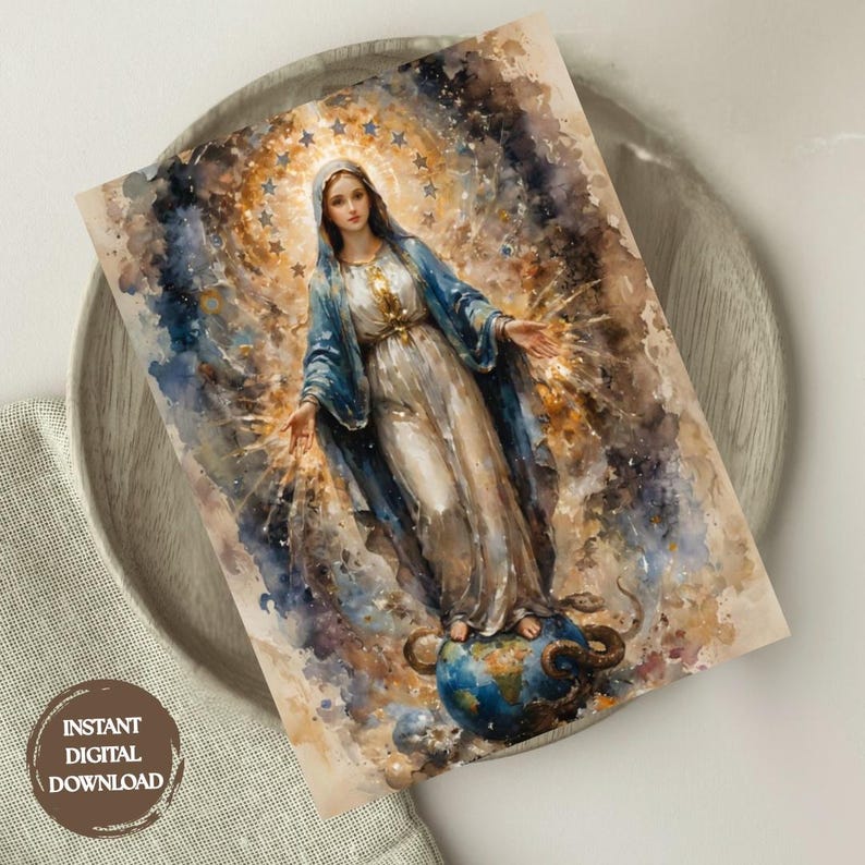 Immaculate Conception Art: Blessed Virgin Mary Catholic Print (digital ...