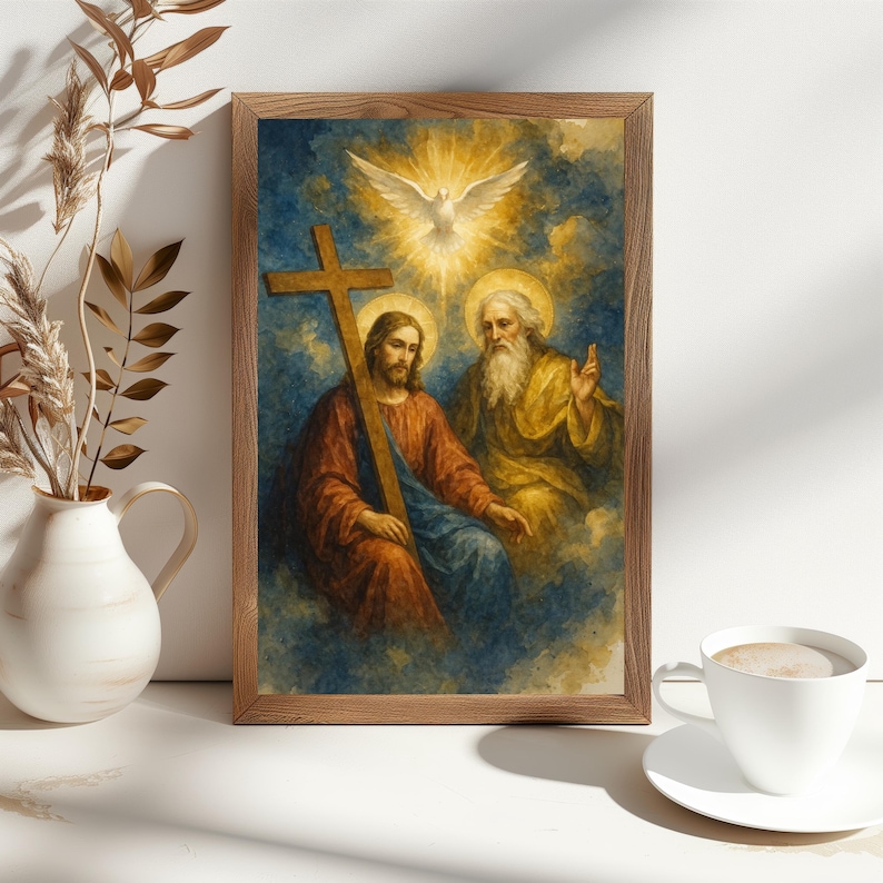 Holy Trinity Art Print: Catholic Christian Decor - Father Son and Holy ...