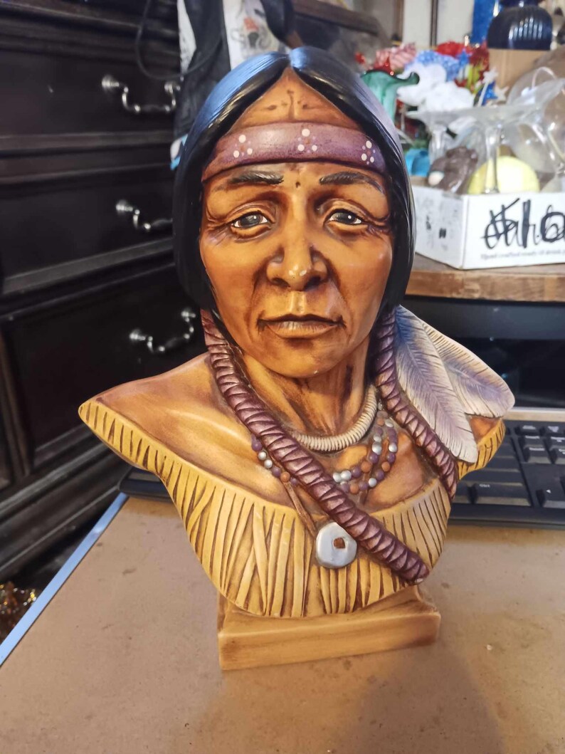 Vintage Native American Indian Woman Bust - Etsy