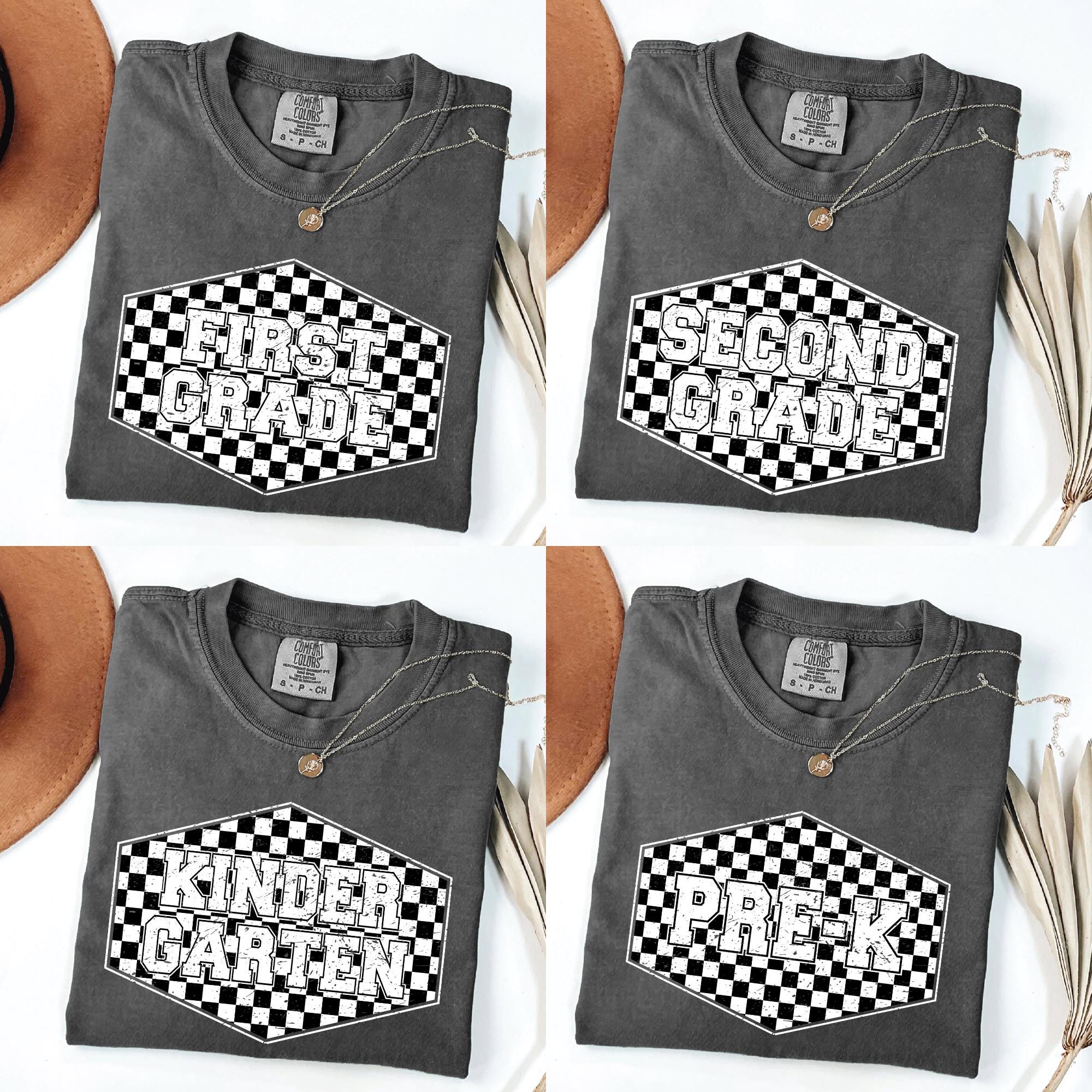 Retro Checkered Back to School Girls & Boys PNG SVG Bundle, Kinder ...