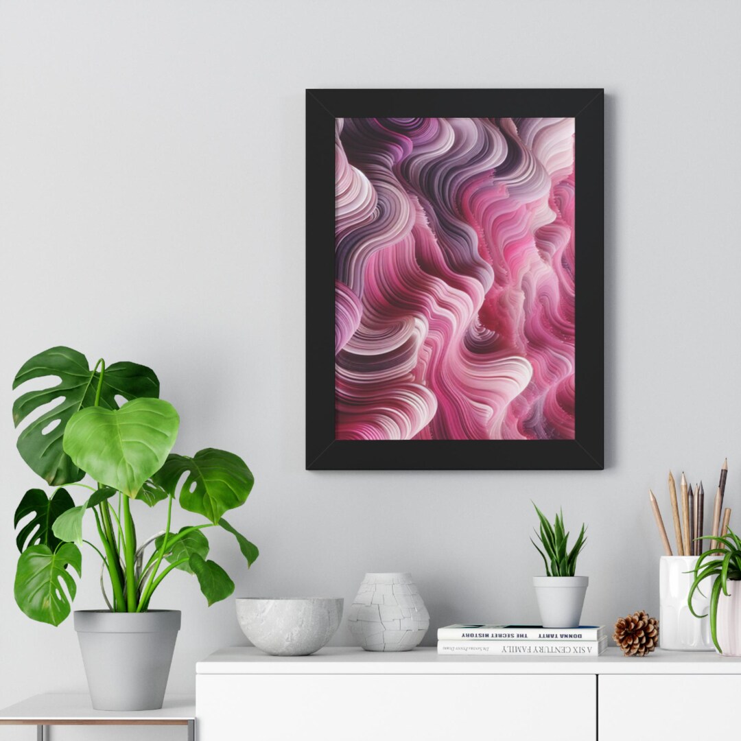 Modern Abstract Topographic Style Wall Art, Pink, Purple, Modern Art ...