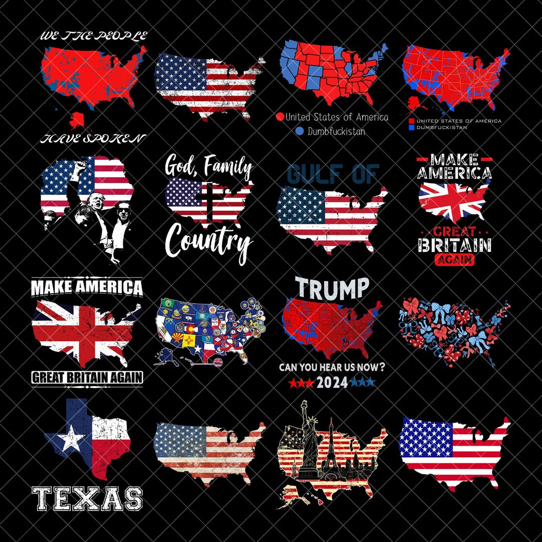 USA Map Bundle Sublimation Design, Patriotic America Svg Png Digital ...