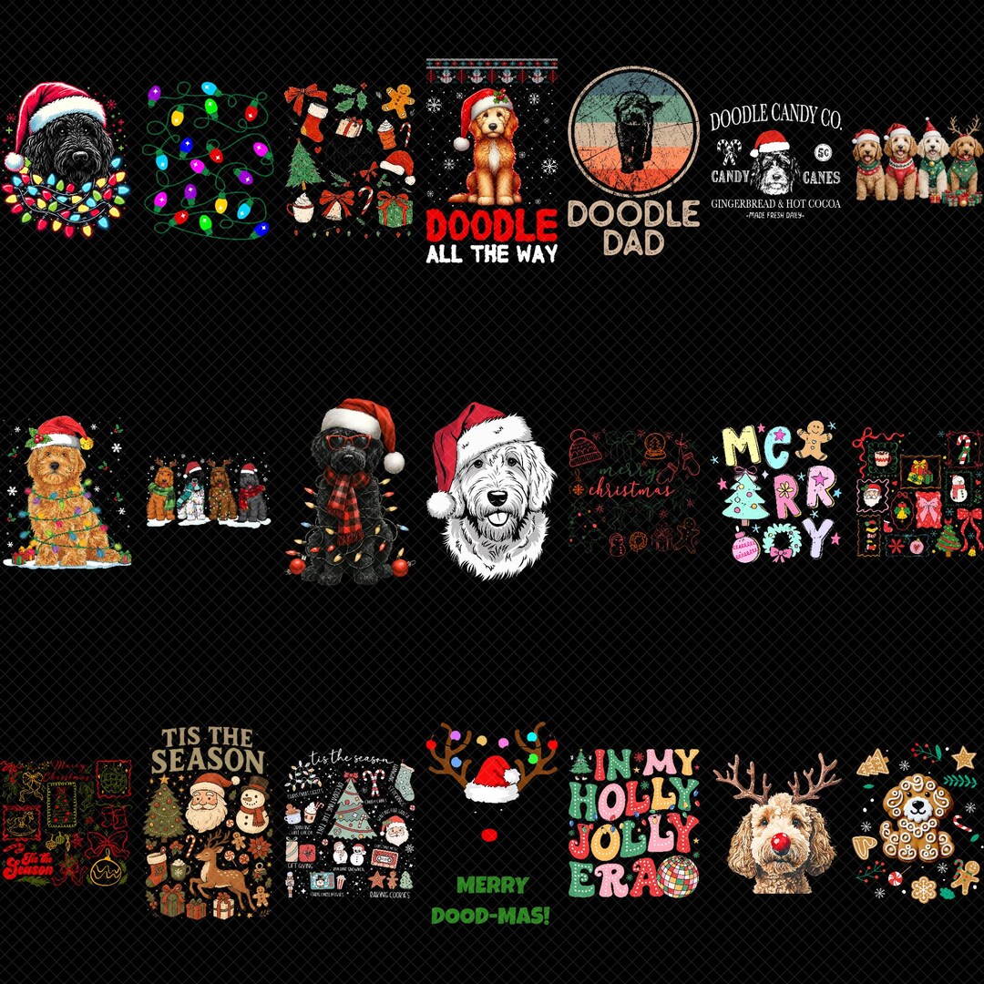 Doodle Dog Christmas PNG Bundle, Doodle Dad PNG, Merry Dood-mas PNG ...