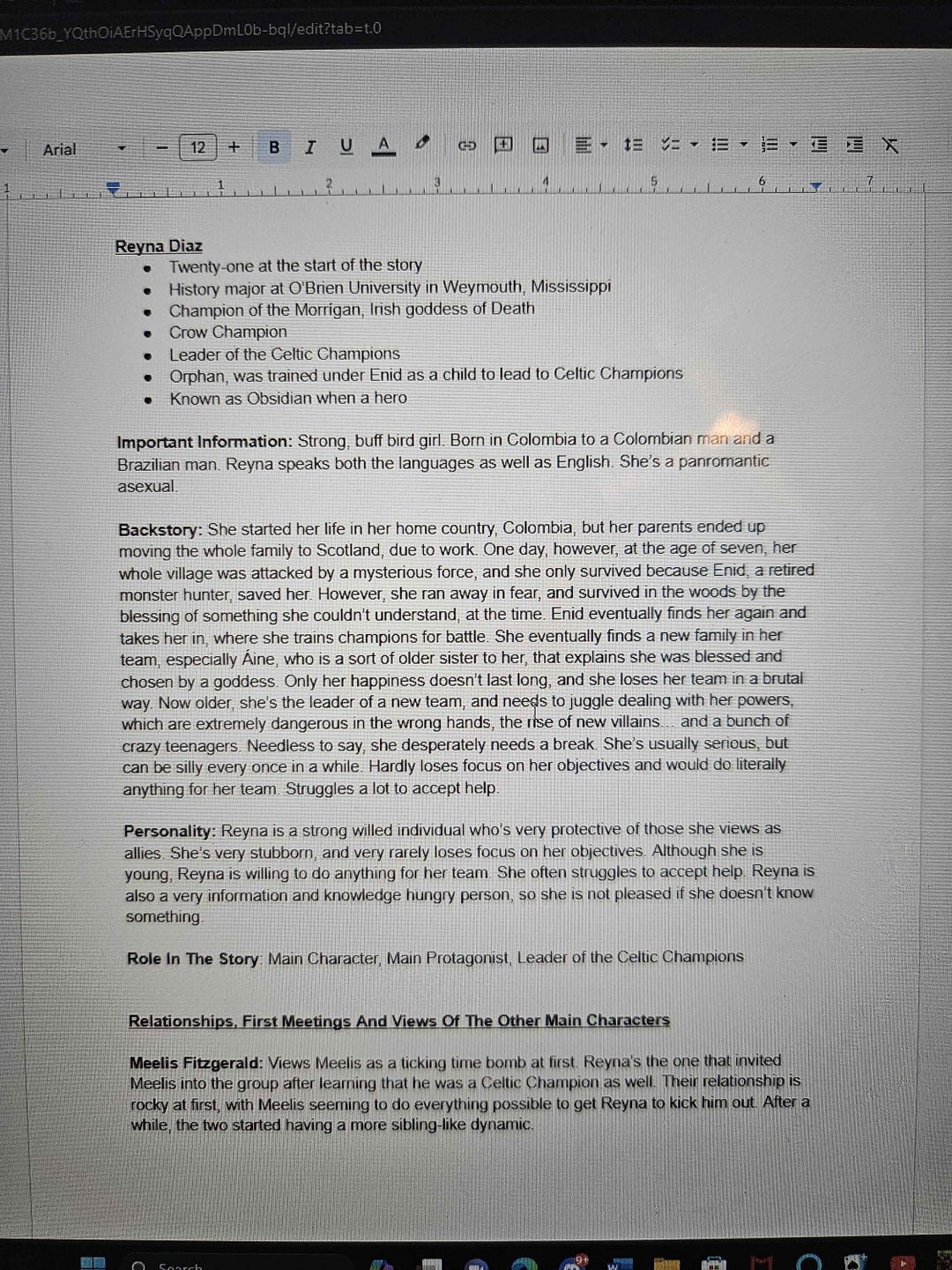 Character Information Sheets - Etsy