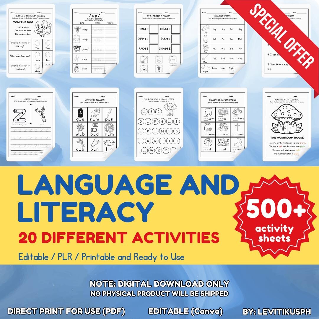 Language and Literacy Activity Sheet BUNDLE L Editable L Printable L ...