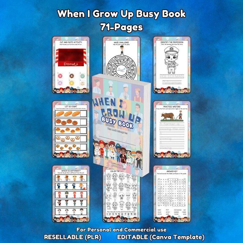 Kids Busy Book Templates Bundle: 5-in-1 PLR Canva Template (digital ...