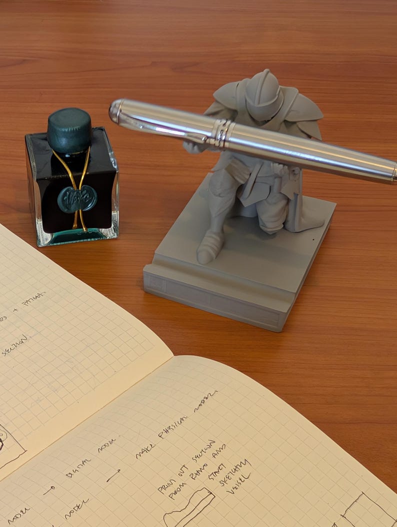 Kneeling Medieval Knight Pen and Business Card Holder - Etsy