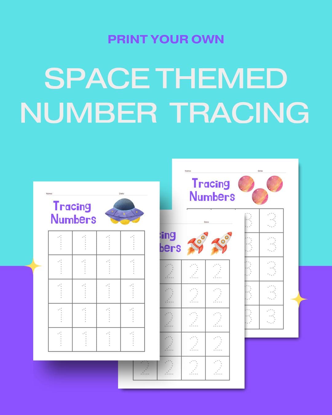 Space-themed Number Tracing Worksheets | Digital Download | Printable ...