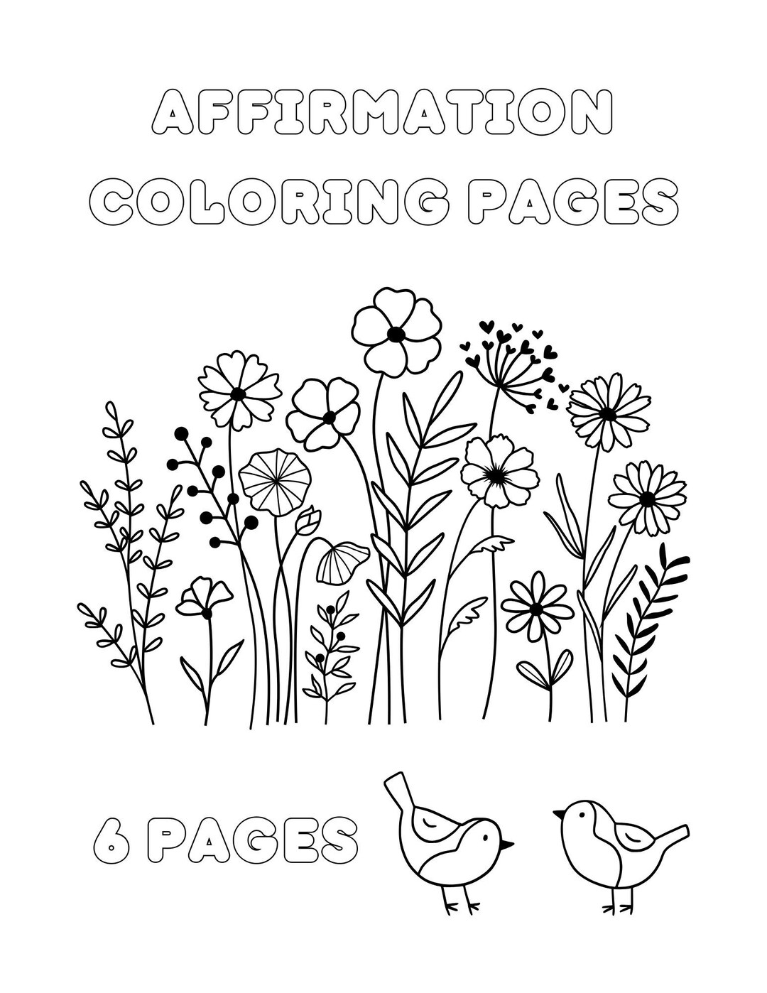 Positive Affirmation Floral Coloring Pages - Etsy
