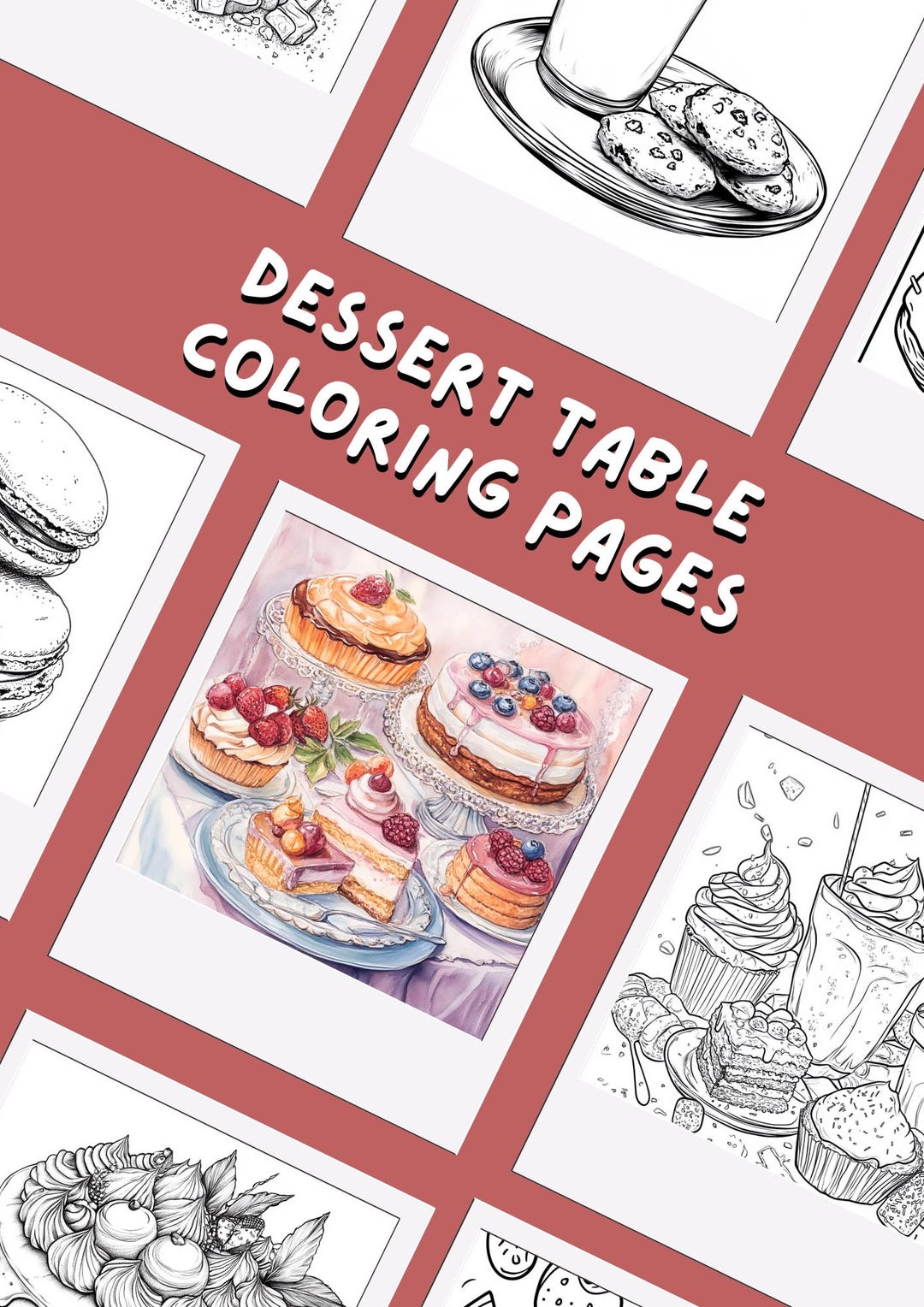 15 Page Dessert Table Coloring Pages / Coloring / Adult and Kids ...
