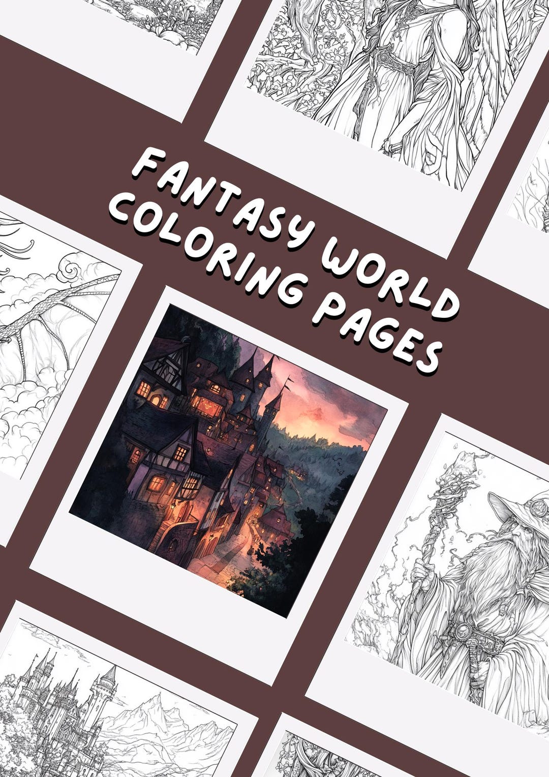 12 Page Fantasy World Coloring Pages / Coloring / Adult and Kids ...