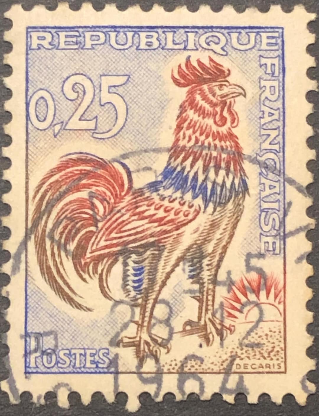 Republique Franchise Postes Stamp , Postage Ad2 Black Cancelled Used ...
