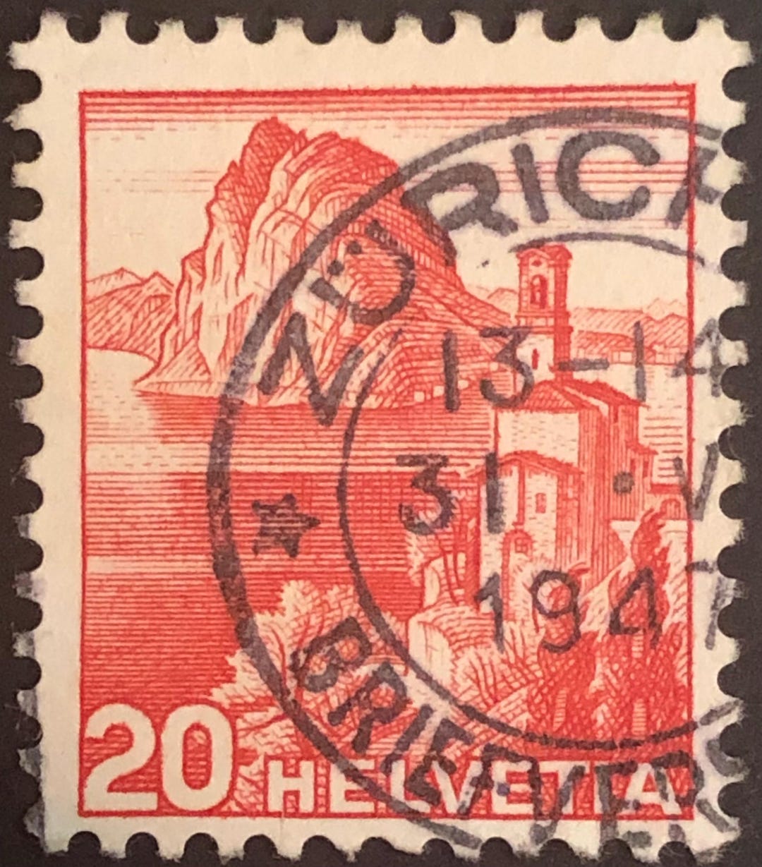 Zurich 20 Helvetica Deutsche Stamp , Postage Ad2 Black Cancelled Used ...