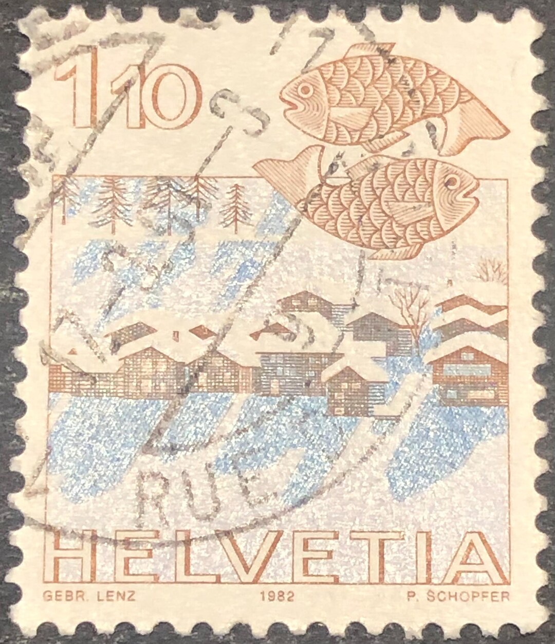 Switzerland Helvetia Stamp, Postage Ad2 Black Cancelled Used… - Etsy