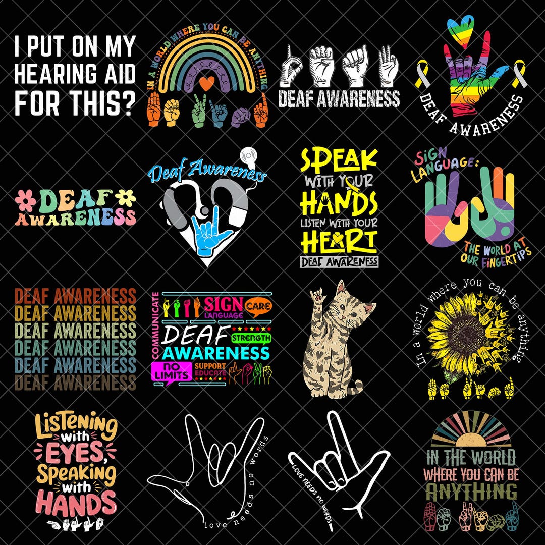 Deaf Awareness PNG Bundle, Sign Language Png, ASL Hands PNG, Deaf Pride ...