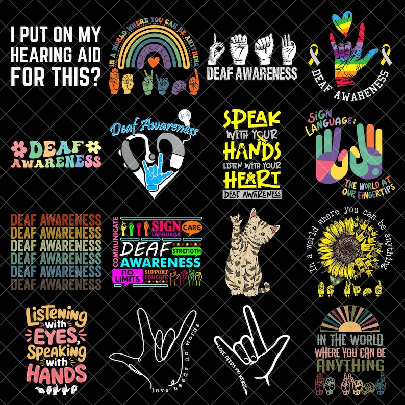 Deaf Awareness PNG Bundle, Sign Language Png, ASL Hands PNG, Deaf Pride ...