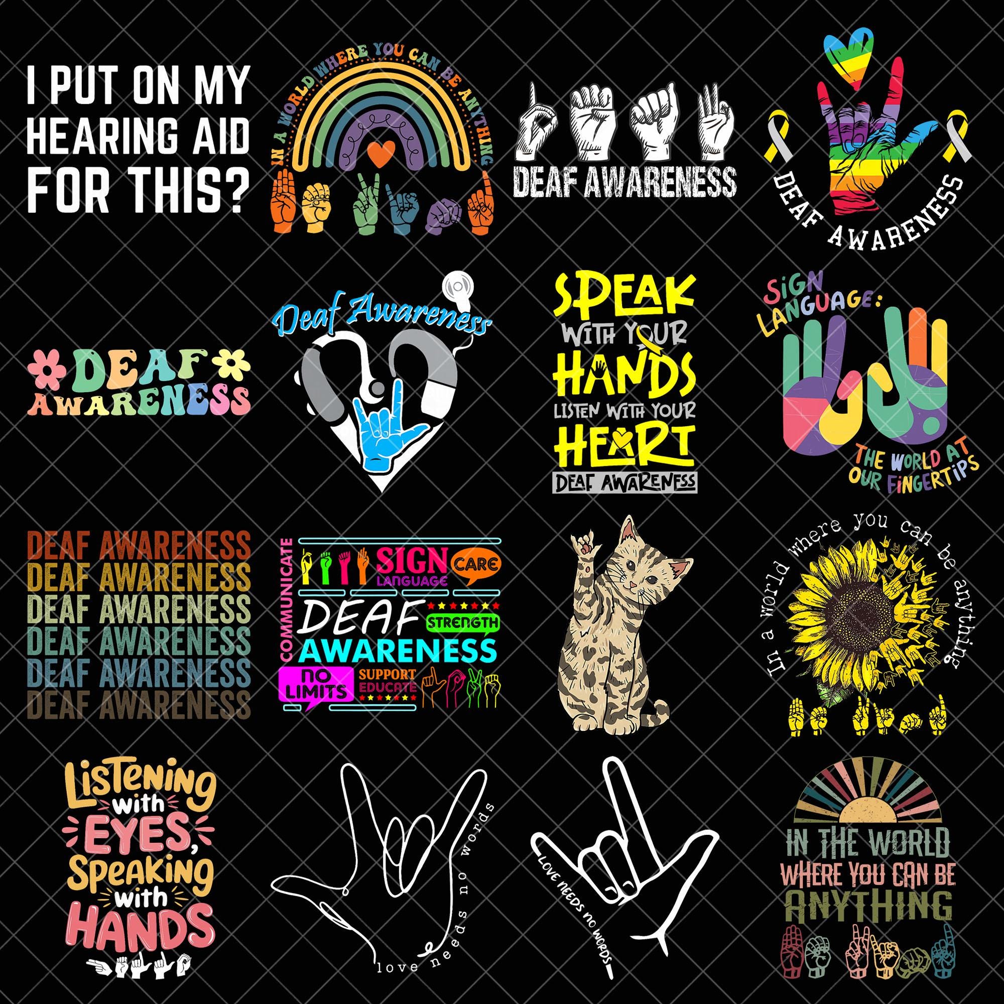 Deaf Awareness PNG Bundle, Sign Language Png, ASL Hands PNG, Deaf Pride ...