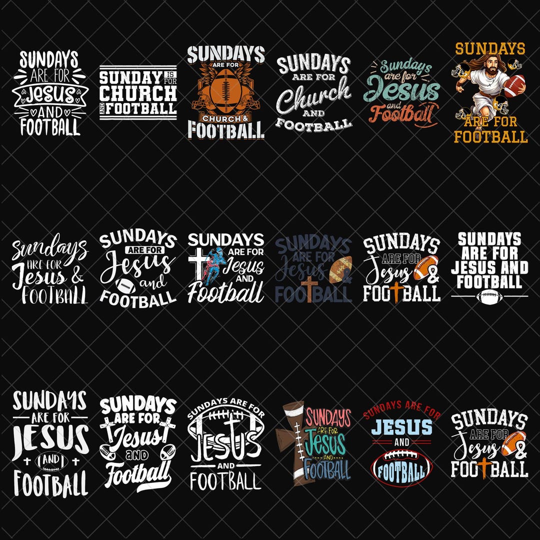 Sundays Are for Jesus and Football PNG Bundle, Christian Football ...