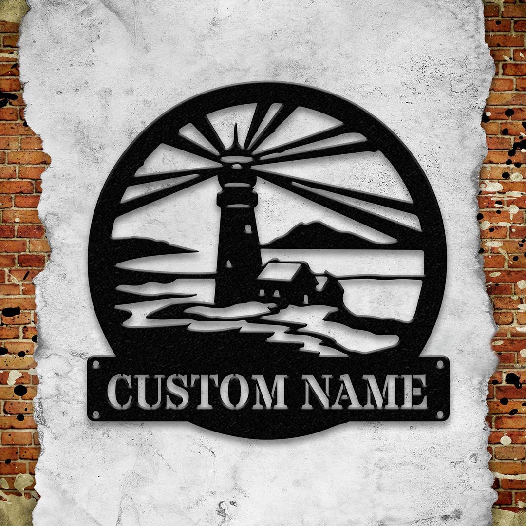 Custom Lighthouse Metal Sign With LED Light, Personalized Light House ...