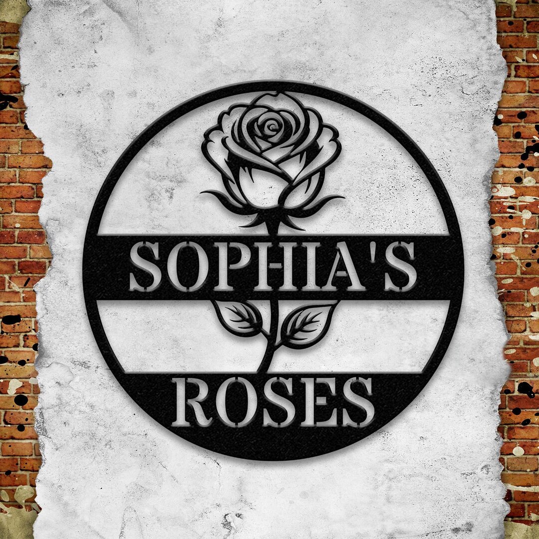 Custom Rose Garden Metal Wall Sign, Personalized Outdoor Garden Sign ...