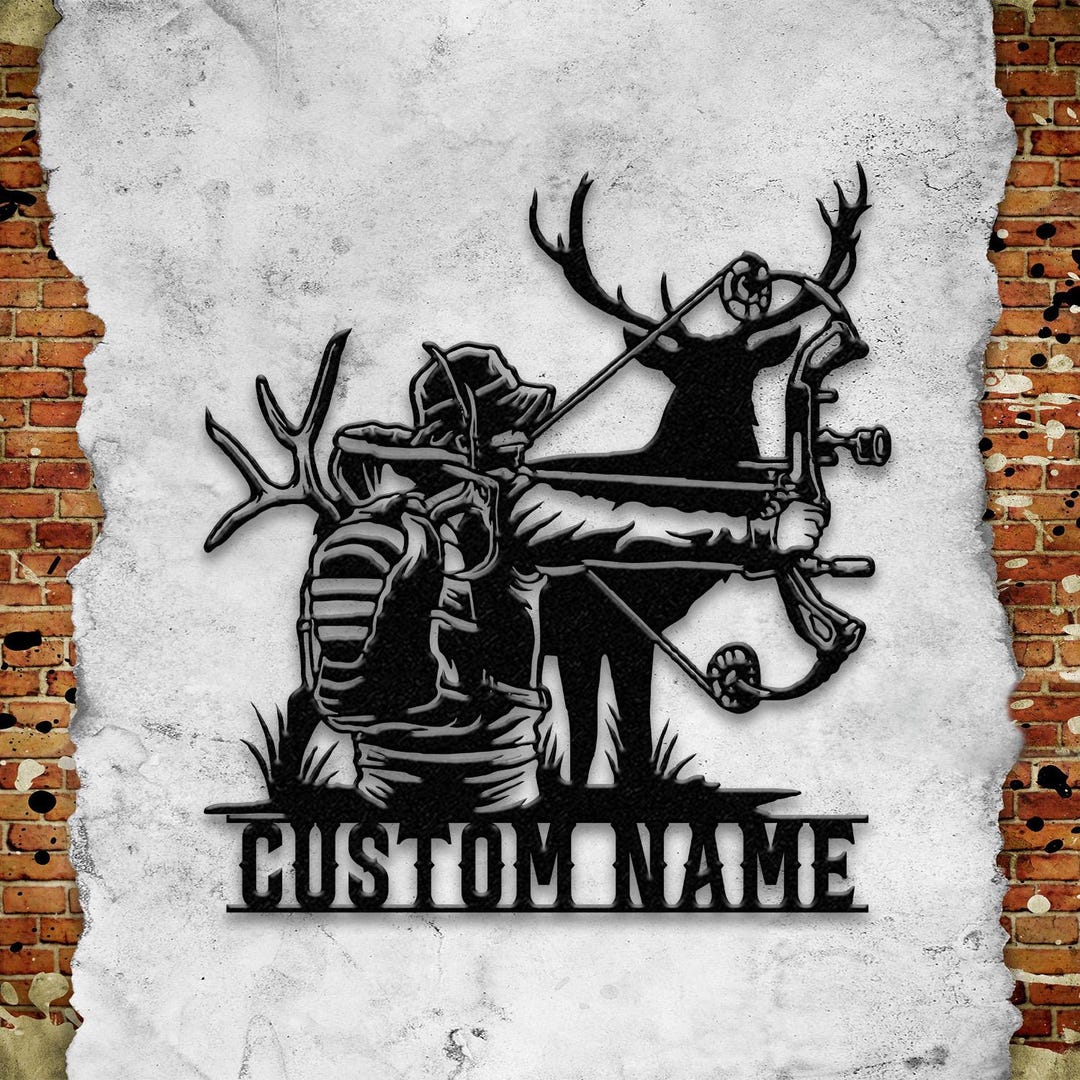 Personalized Deer Bow Hunting Name Metal Sign With Led Light, Deer ...