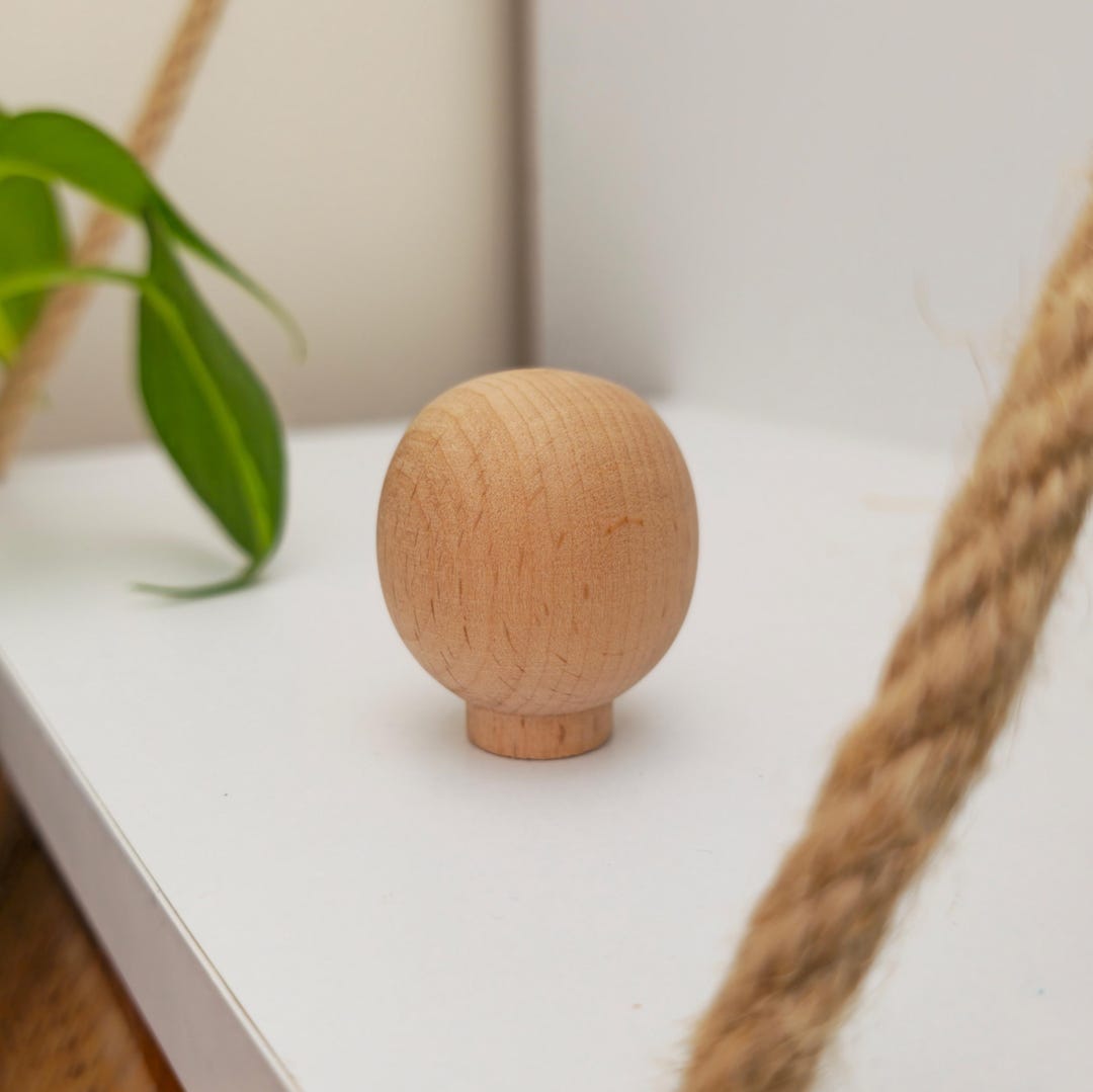 Wood Ball Knobs, Round Wooden Knobs, Natural Wood Knobs, Mcm Wood Knobs ...