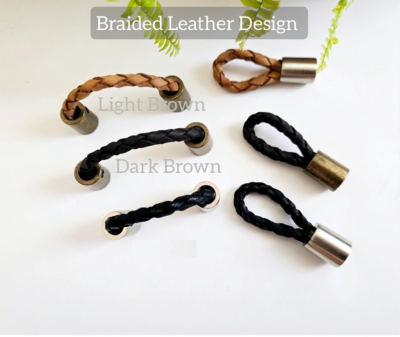 Leather Drawer Pull - Boho Cabinet Handle - Upcycled Furniture: Braided ...