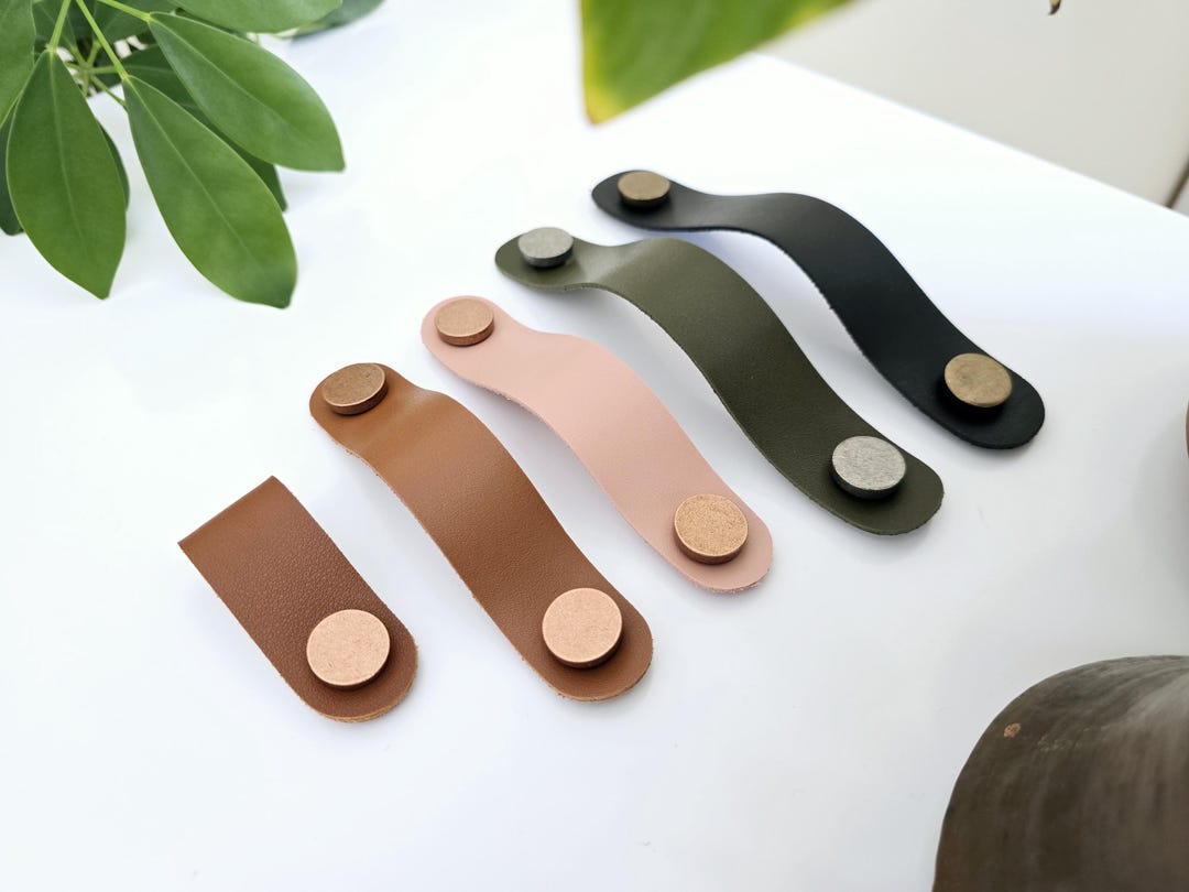 Leather Drawer Pull Handle and Leather Curtain Strap Holder Loop With ...