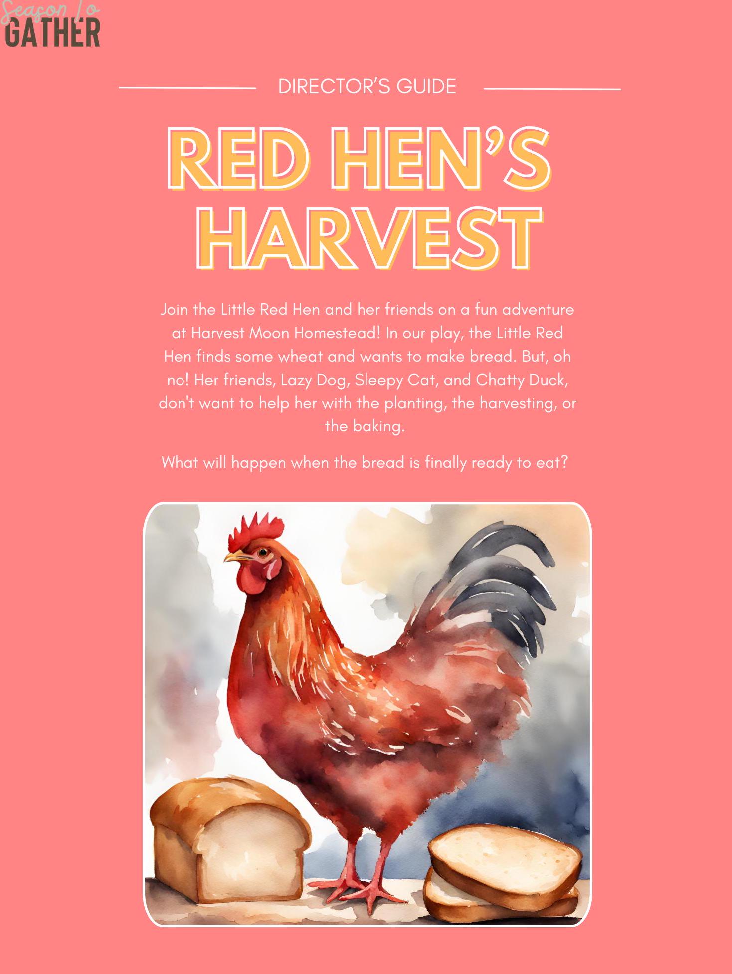 Red Hen's Harvest Homeschool Printable, Printable Theater Kit, Dramatic ...