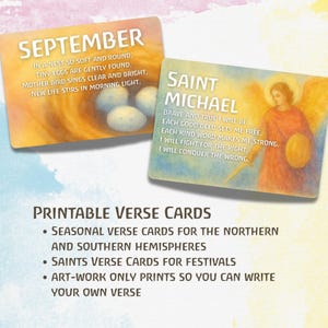 Waldorf Seasonal Verse Cards by Month, Digital Cards, Homeschool ...