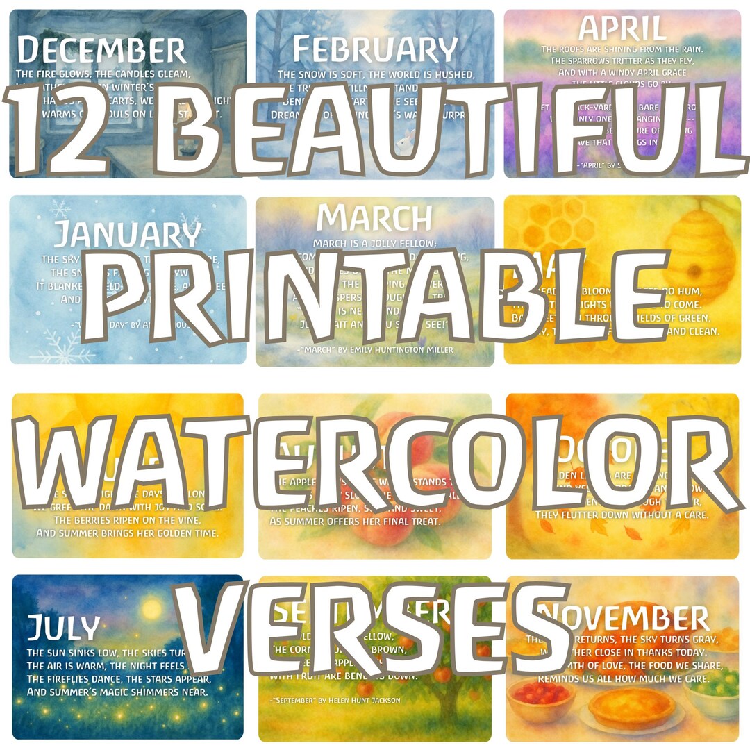 Waldorf Seasonal Verse Cards by Month, Digital Cards, Homeschool ...