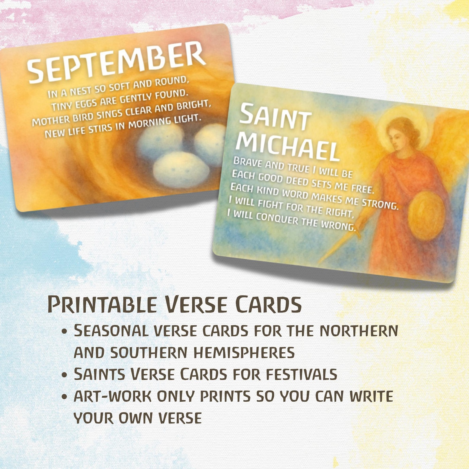Waldorf Seasonal Verse Cards: Printable Monthly Poems (digital Download ...
