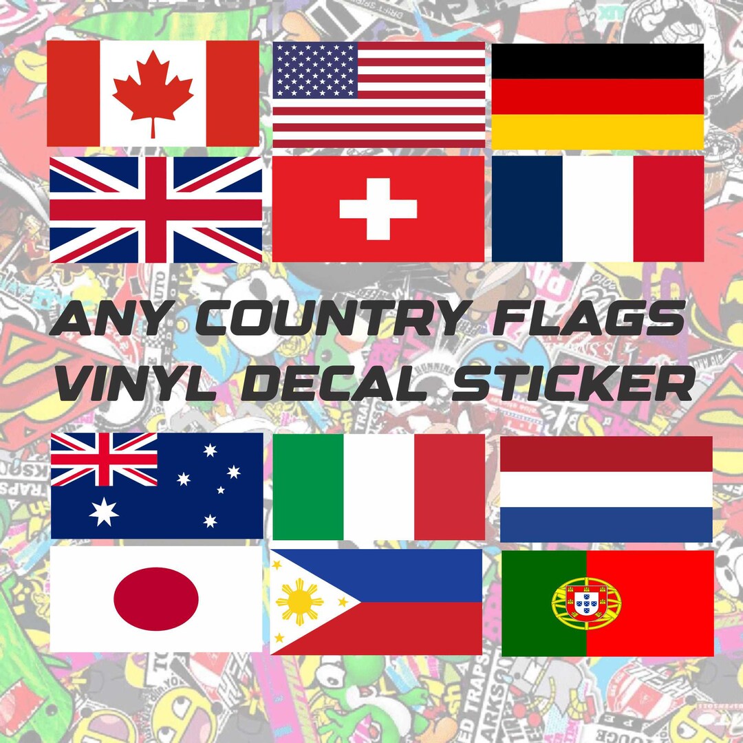 Any Country Flags Custom Stickers Car Decals Laptop Stickers Luggage ...