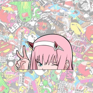 Zero Two Anime Peeker Peeking Sticker Car Decals Waterproof ...