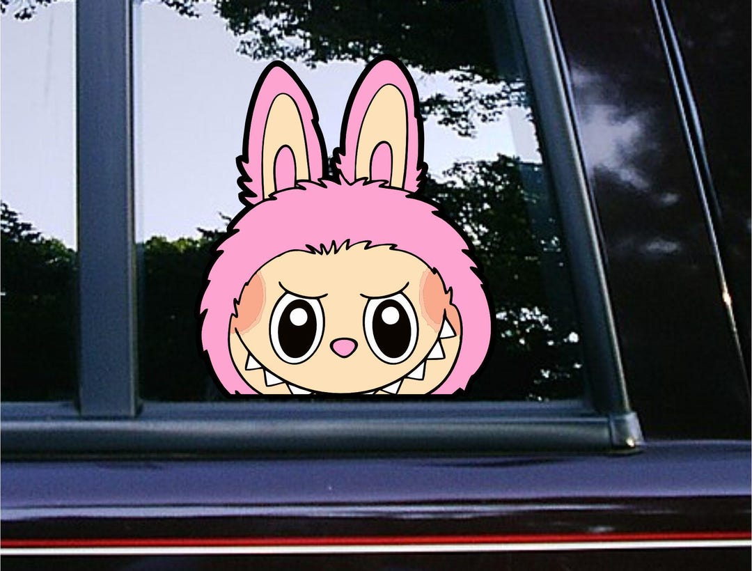 Pink Labubu Peeker Car Decal: Waterproof Vinyl Sticker - Etsy