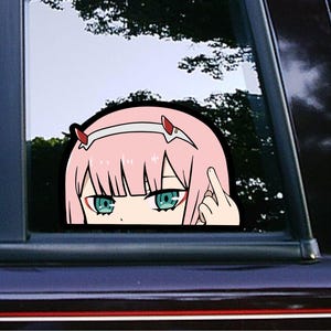 Zero Two Middle Finger Peeker Peeking Stickers Car Decals Waterproof ...