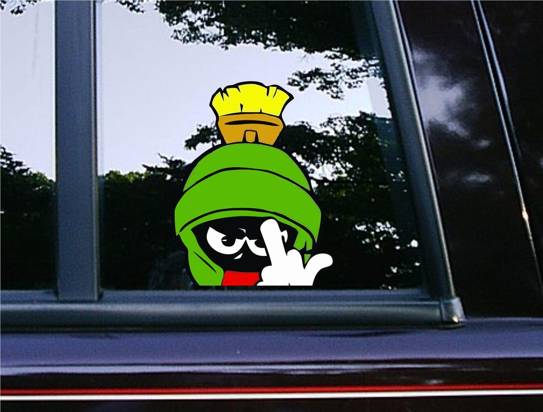 Marvin the Martian Middle Finger Peeker Peeking Sticker Car Decals ...