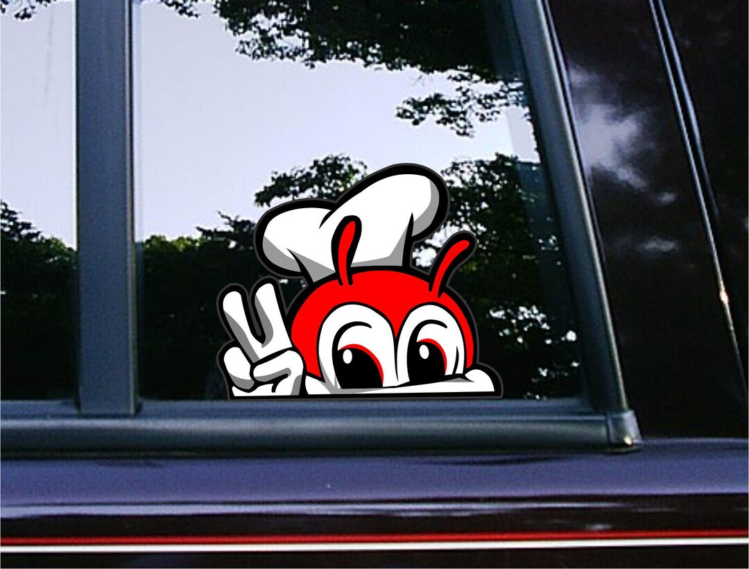 Cute Jollibee #2 Peace Peeker Peeking Peekabo Car Decals Laptop ...