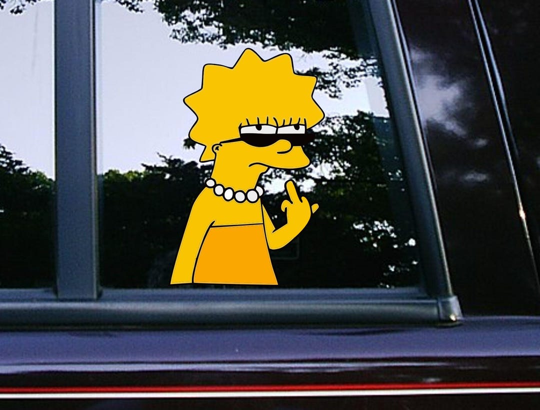 Lisa Simpson Middle Finger Peeker Peeking Peekabo Car Decals MacBook ...