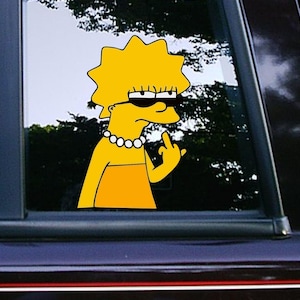 Lisa Simpson Middle Finger Peeker Peeking Peekabo Car Decals MacBook ...