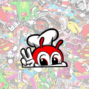 Cute Jollibee #2 Peace Peeker Peeking Peekabo Car Decals Laptop ...